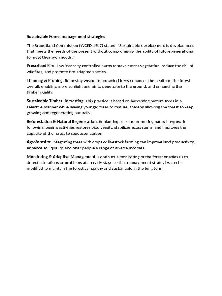Sustainable Forest Management Strategies | PDF