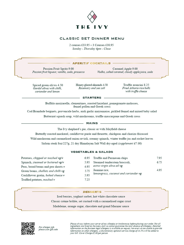 Classic Set Dinner Menu Overview | PDF | Salad | Western Cuisine