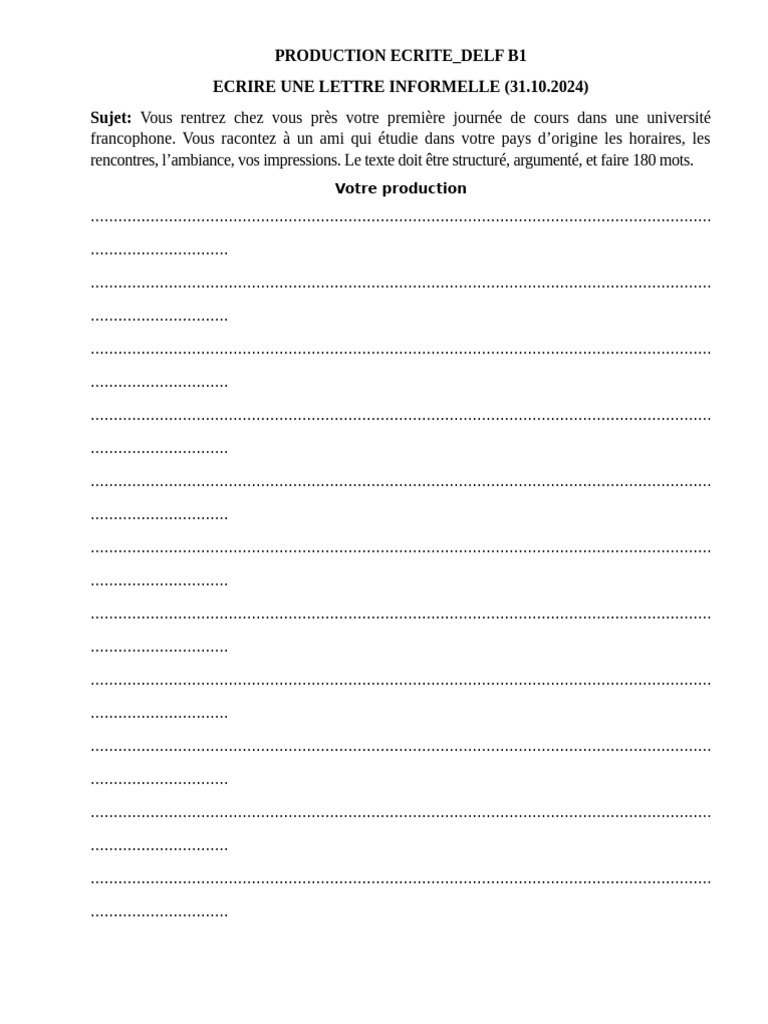 EE1 - Lettre Informelle | PDF