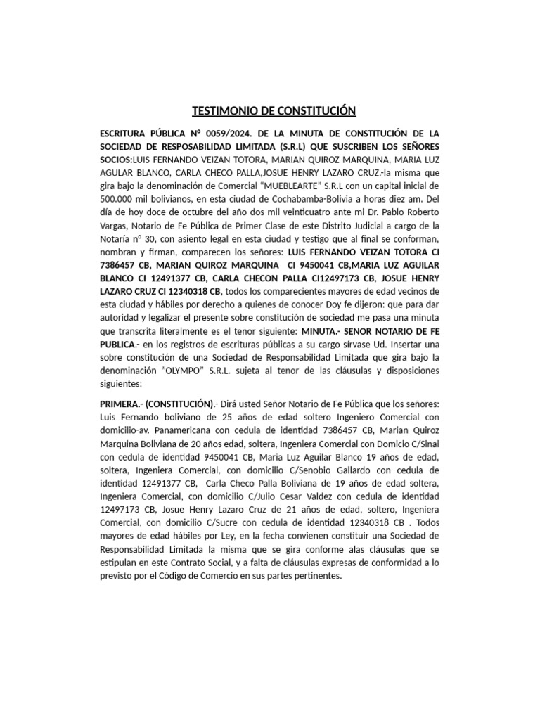 Tto Testimonio | PDF | Sociedad de responsabilidad limitada | Dividendo