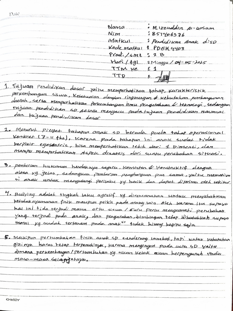 TTM 1 pendidikan anak diSD | PDF