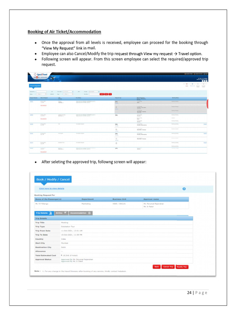 Booking of Airline Accommodation Modification Cancellation | PDF