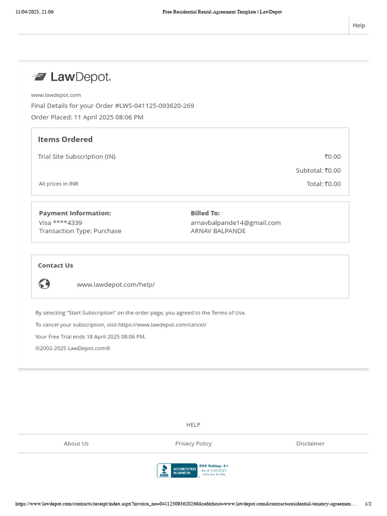 Free Residential Rental Agreement Template - LawDepot | PDF | Terms Of ...