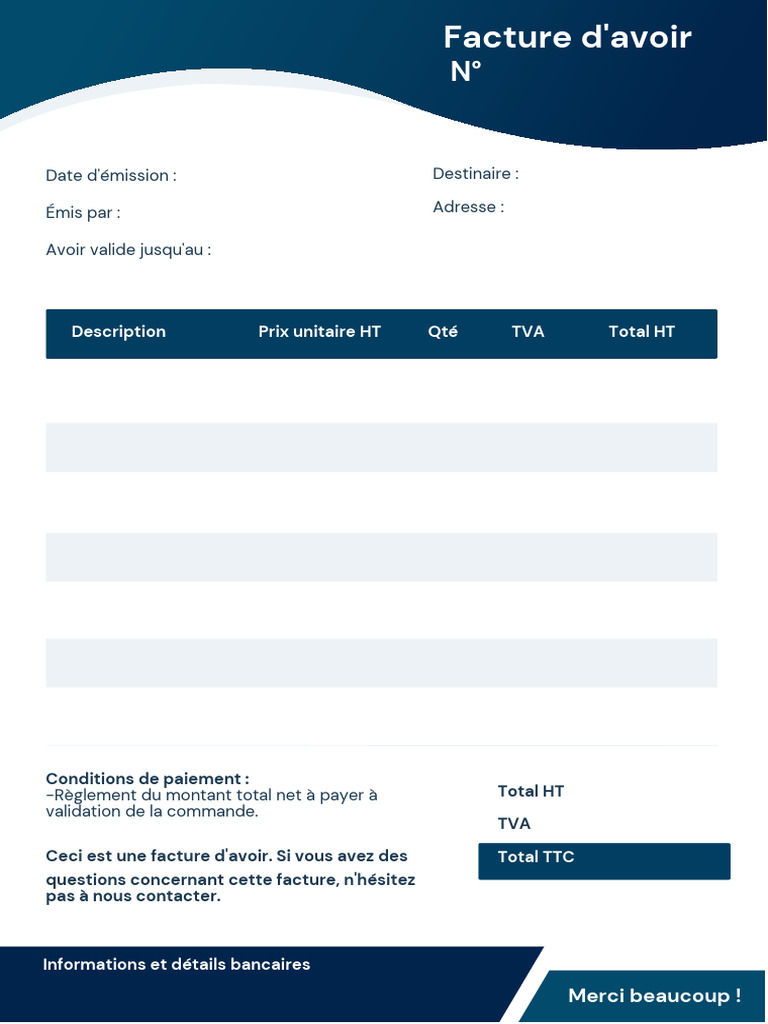 Modèle de Facture d'Avoir Simplifié | PDF