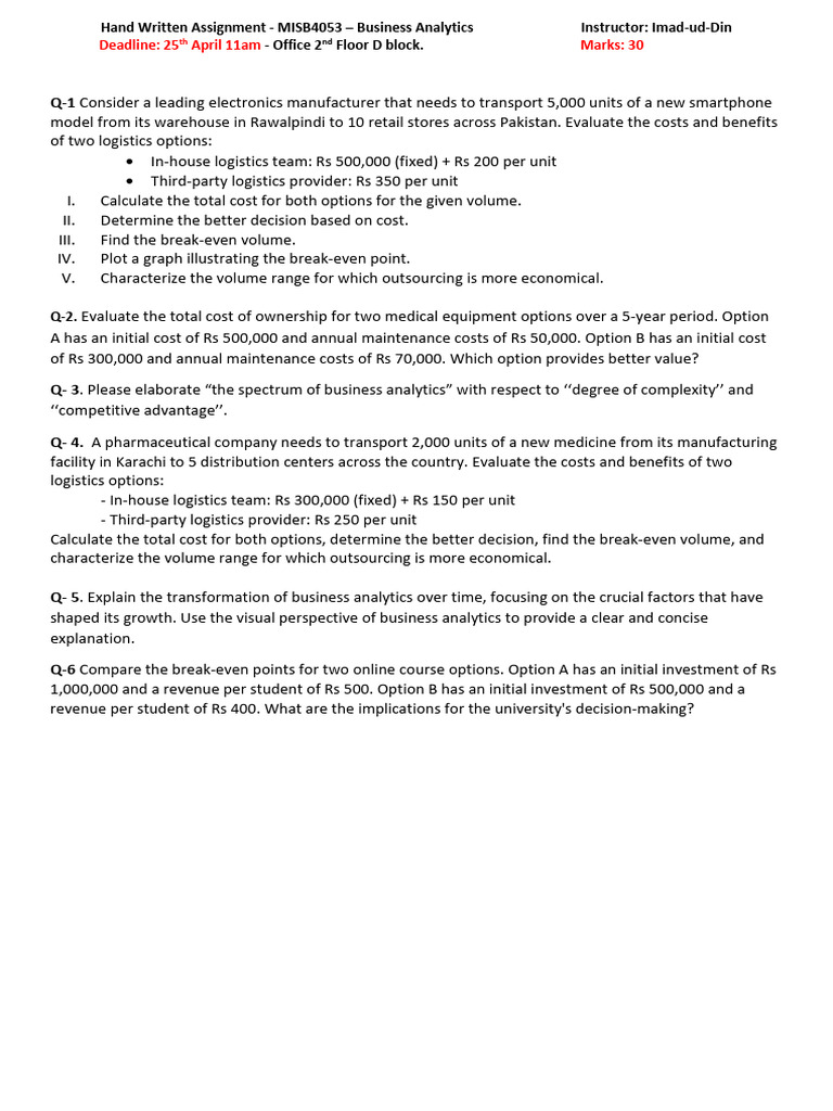 Assignment Outsourcing Model Ques | PDF