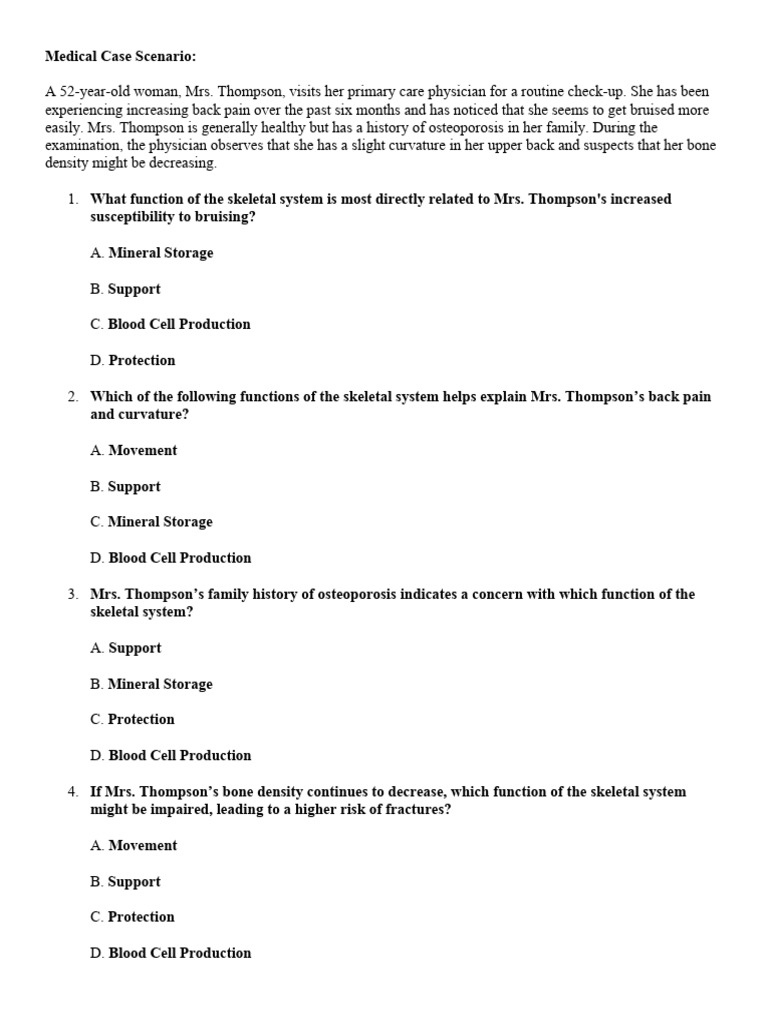 Mock Quiz For Skeletal System Lecture With Key Answer and Explanation ...