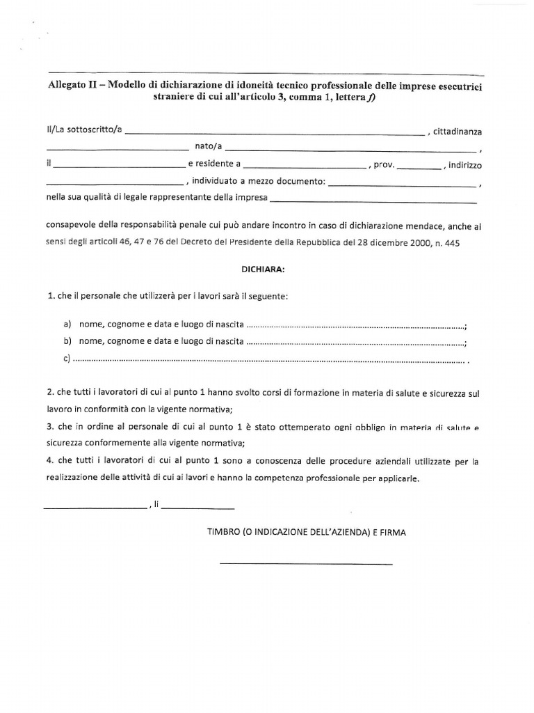 DICHIARAZIONE DITTE STRANIERE o AFFIDAVIT | PDF