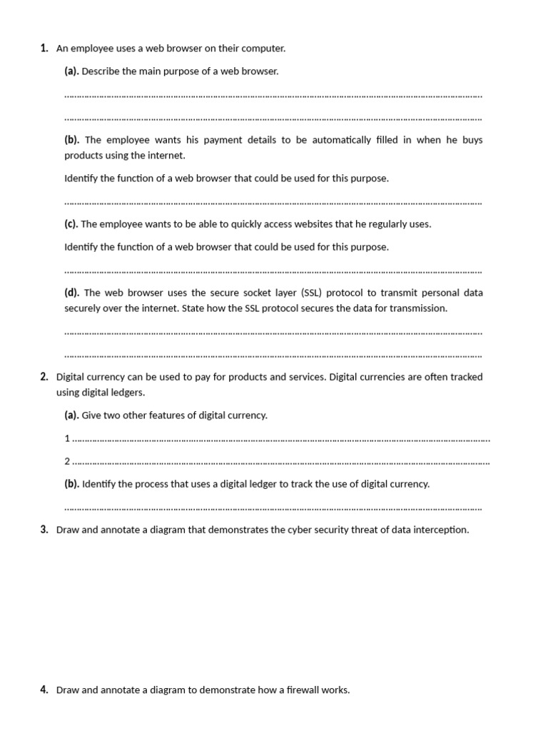 CS - Unit 5 Revision Worksheet No. 2 | PDF | Http Cookie | Transport Layer Security