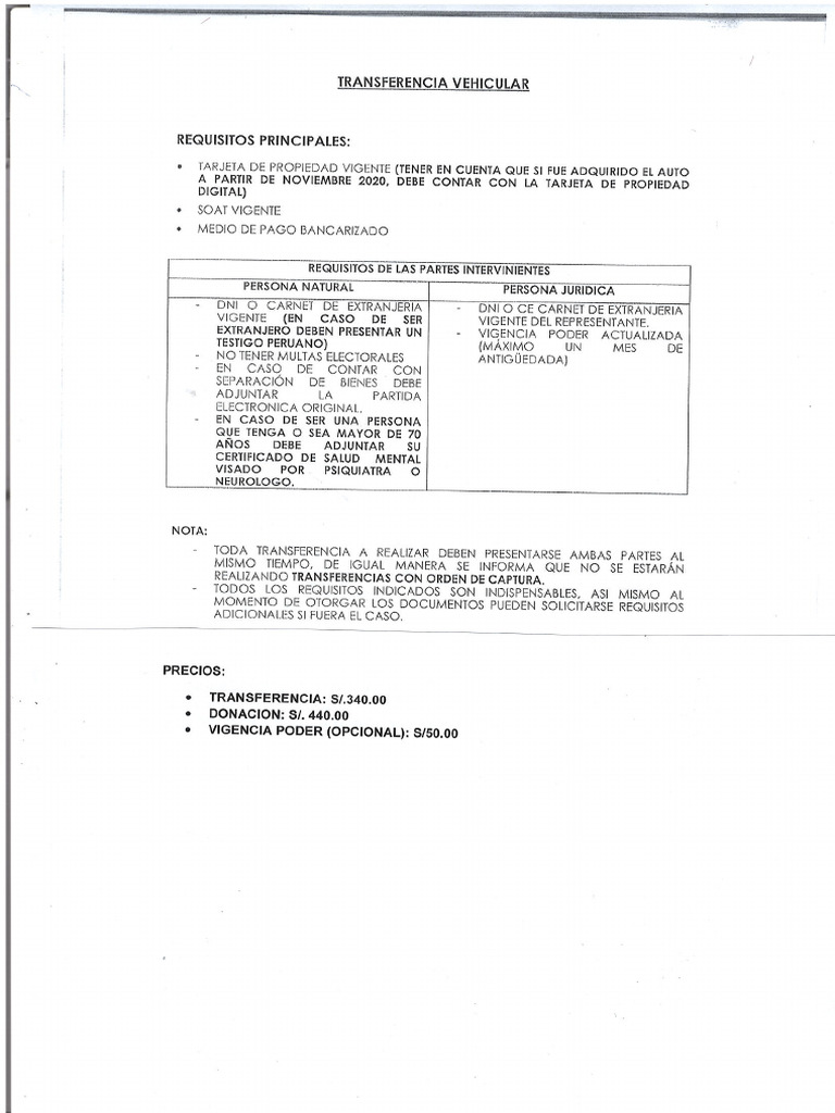 Notaria Rodriguez Requisitos TV 2024 | PDF