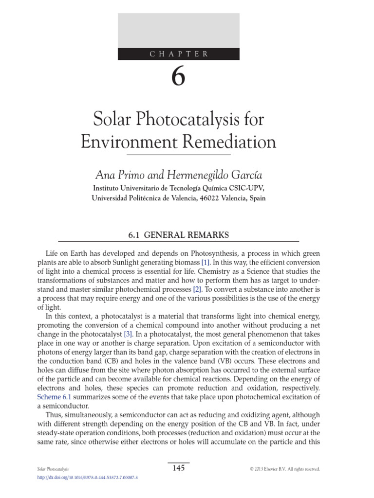 Solar Photocatalysis For Environment Remediation | PDF | Condensed ...