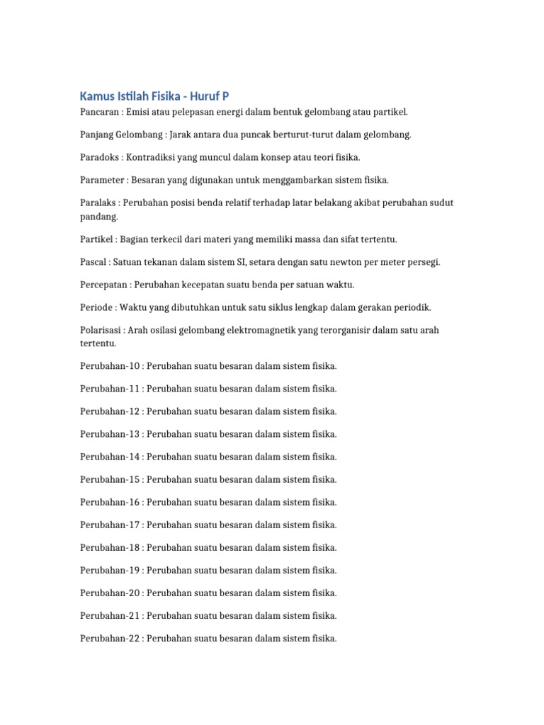Kamus Fisika P | PDF