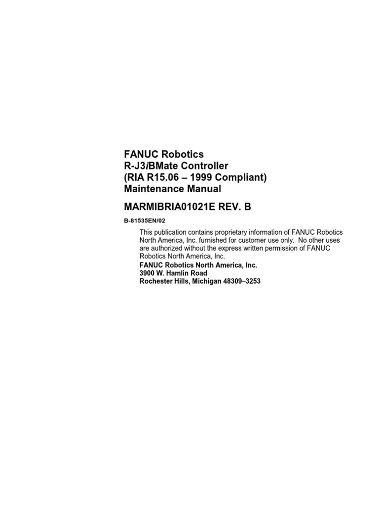 R J3iB Controller | PDF | Robot | Robotics