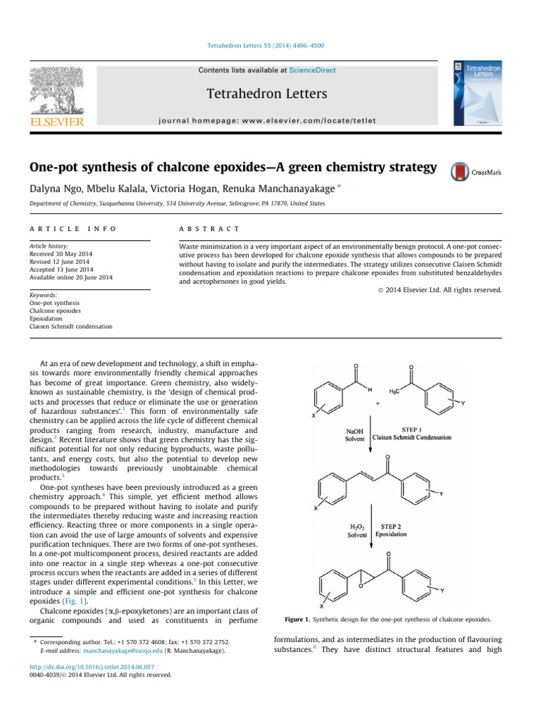 One-Pot Synthesis of Chalone Epoxides | PDF | Organic Synthesis ...