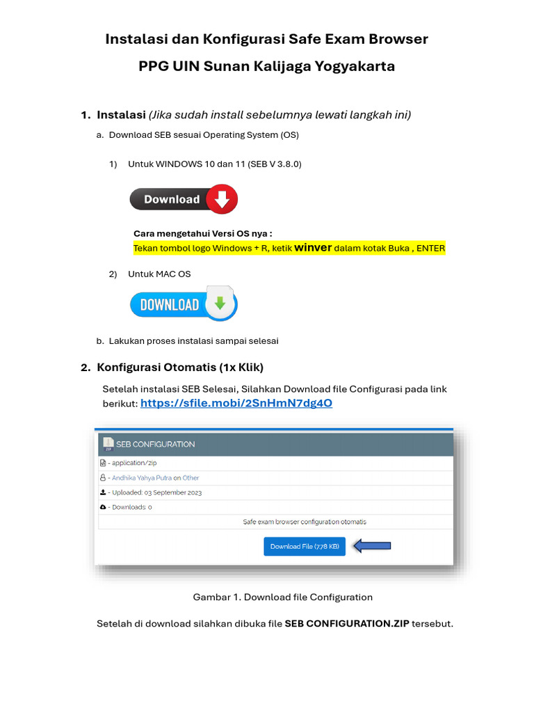 Panduan Instalasi dan Konfigurasi SEB (Safe Exam Browser) TO PPG 2025 | PDF