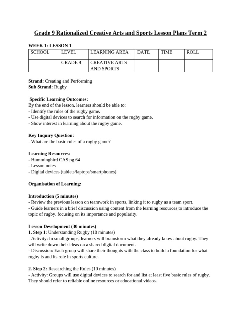 Grade 9 Term 2 Creative Lesson Plans | PDF | Learning | Teachers