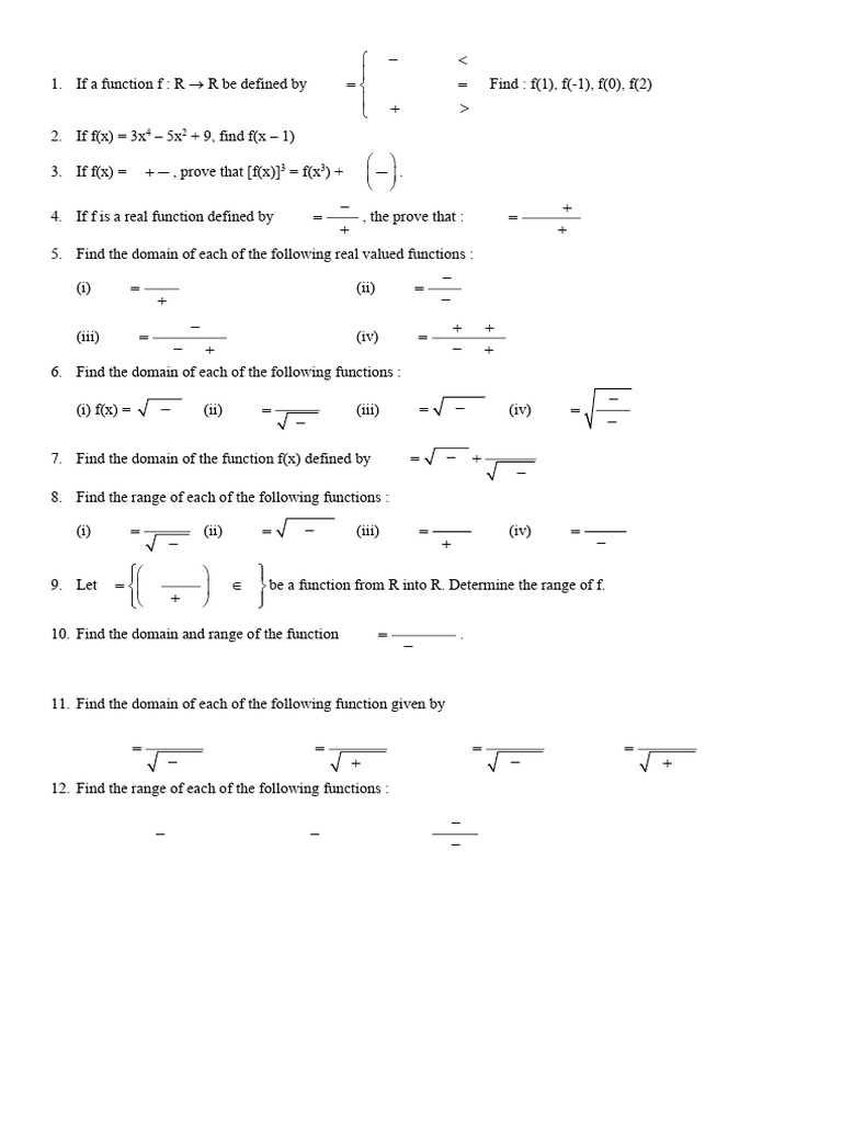 Domain and Range Class 11 Worksheet | PDF | Function (Mathematics) | Mathematical Logic