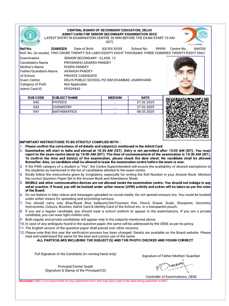 CBSE - Application From Private Candidates | PDF