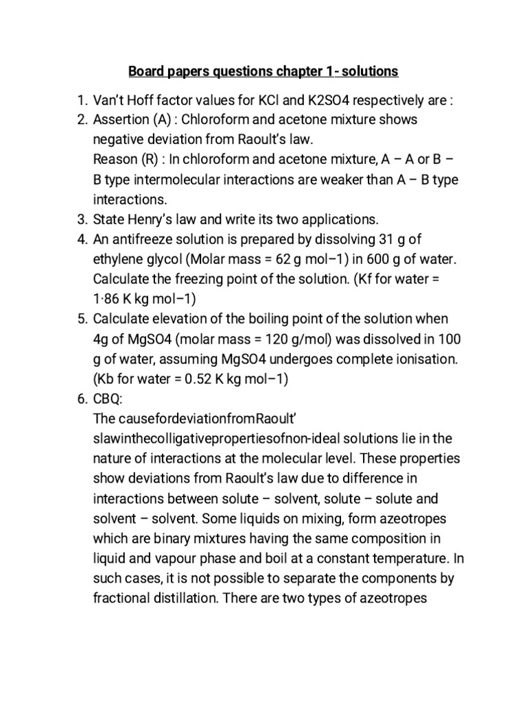 solutions numericals | PDF | Physical Chemistry | Chemistry