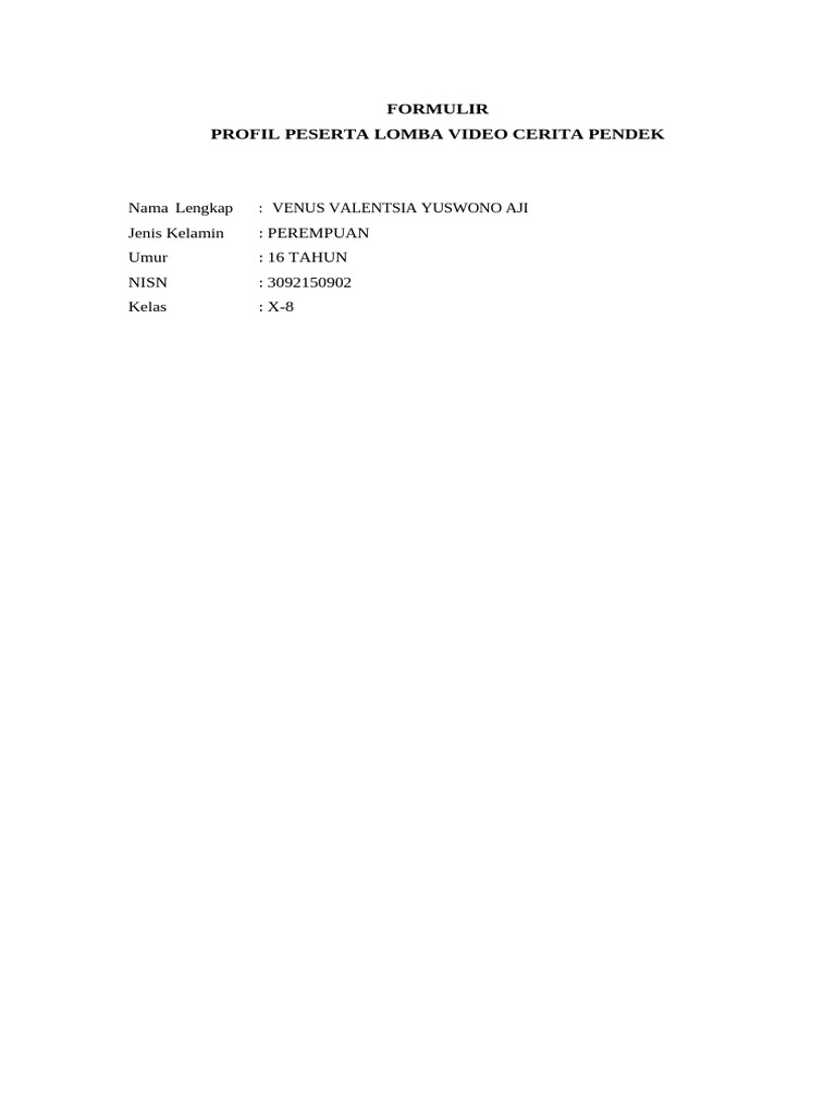 Formulir Lomba Video | PDF