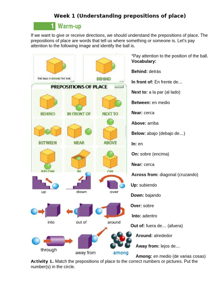 Understanding Prepositions of Place - Part 1 | PDF