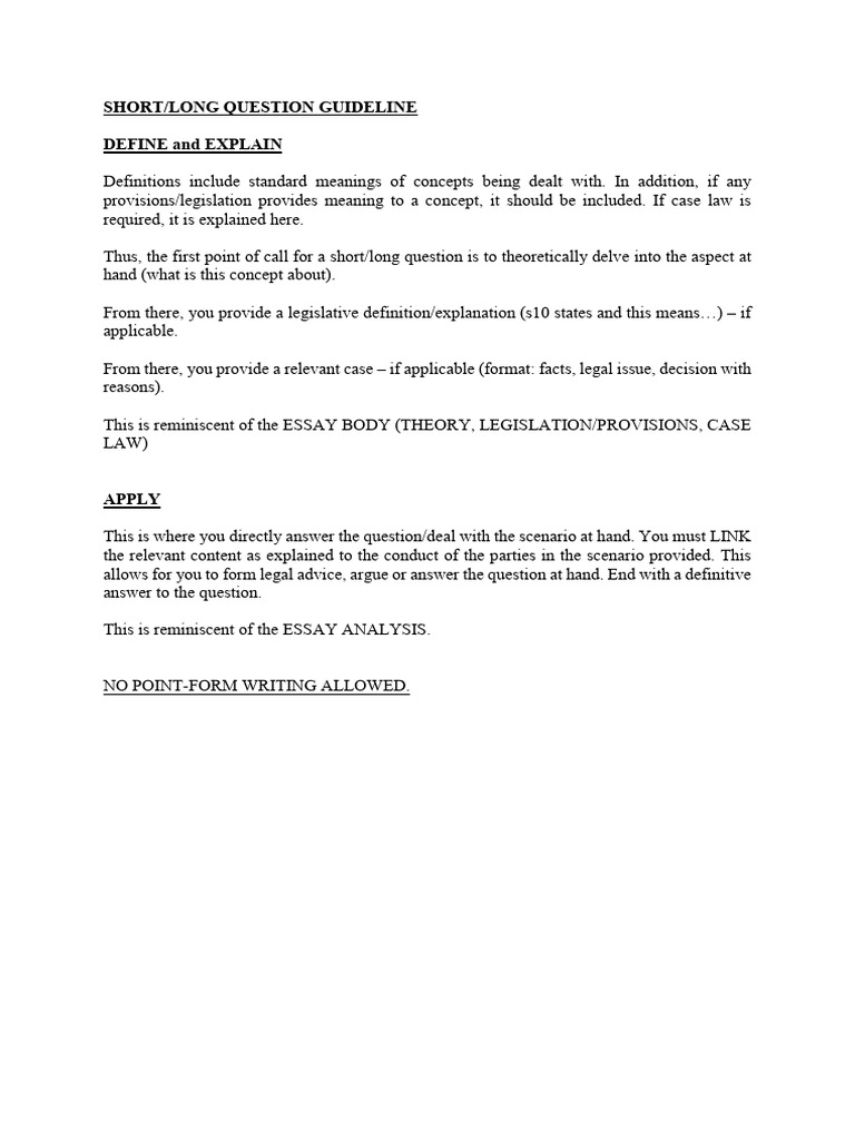 Short-Long Question Guideline | PDF