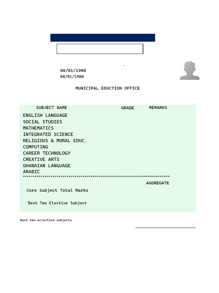Mock Report Card: Asokore Mampong - Kumasi | PDF