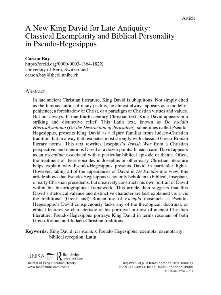 Pseudo-Hegesippus on King David | PDF | David | Josephus