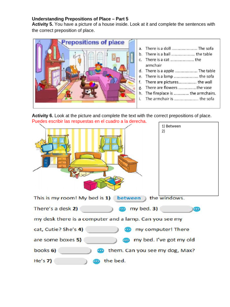 Understanding Prepositions of Place - Part 5 | PDF