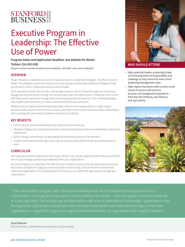 stanford-gsb-ee-brochure-epl | PDF | Leadership | Learning