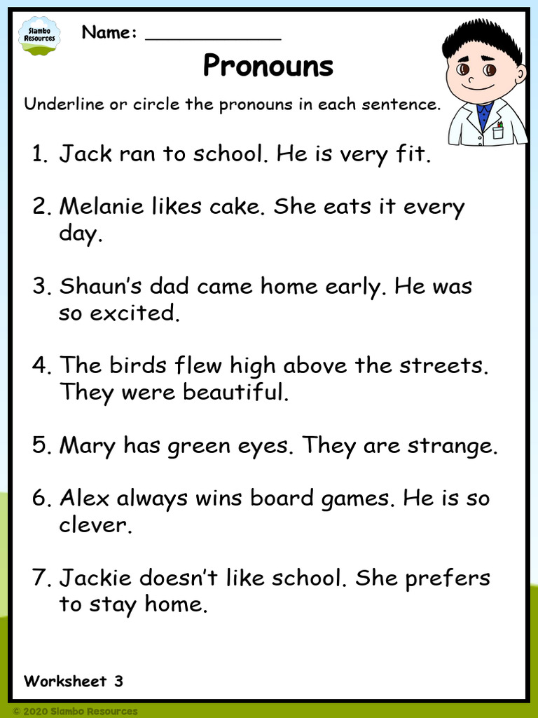 Grade 2 Pronouns Worksheet 3 | PDF