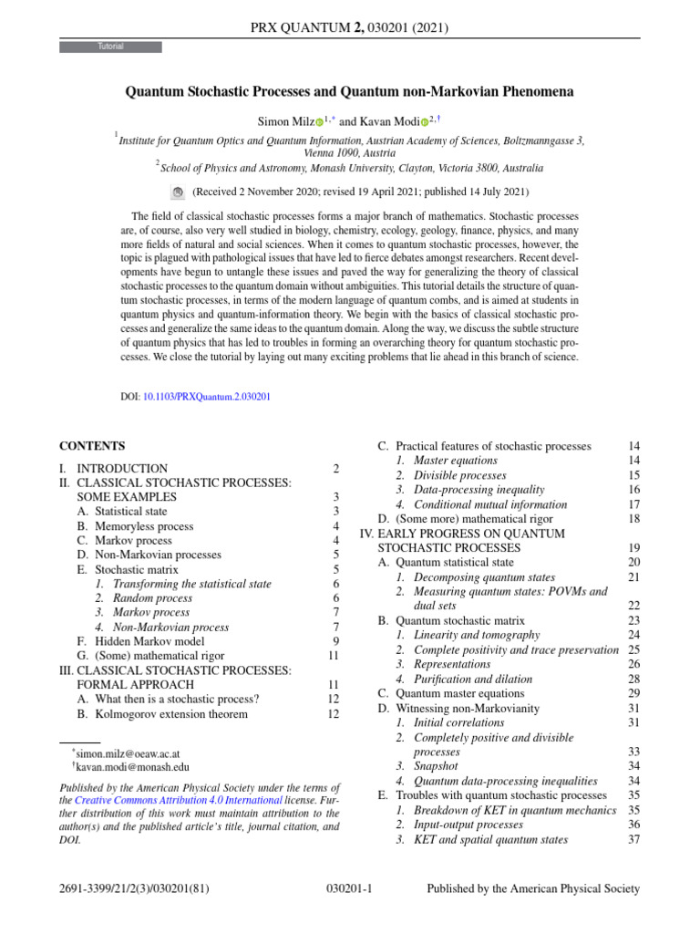 PRXQuantum.2.030201 | PDF | Markov Chain | Matrix (Mathematics)