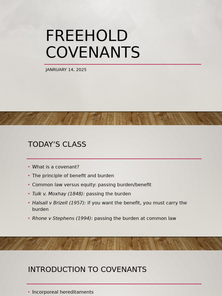 Lecture Slides - Freehold Covenants 24-25 | PDF | Covenant (Law ...