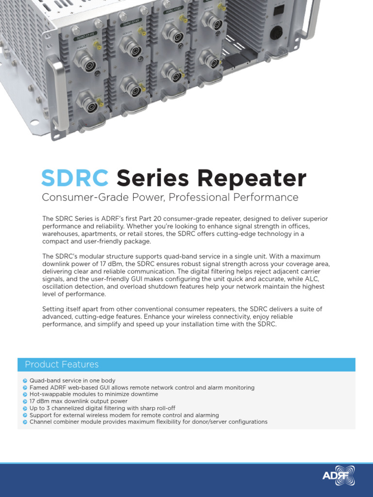 ADRF REPEATER - SDRC Series Brochure | PDF | Cable Television | Antenna ...