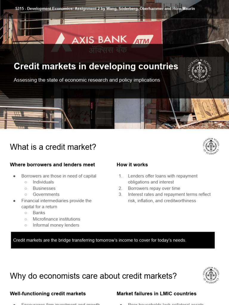 Development Economics - Credit Markets | PDF | Credit | Finance & Money ...