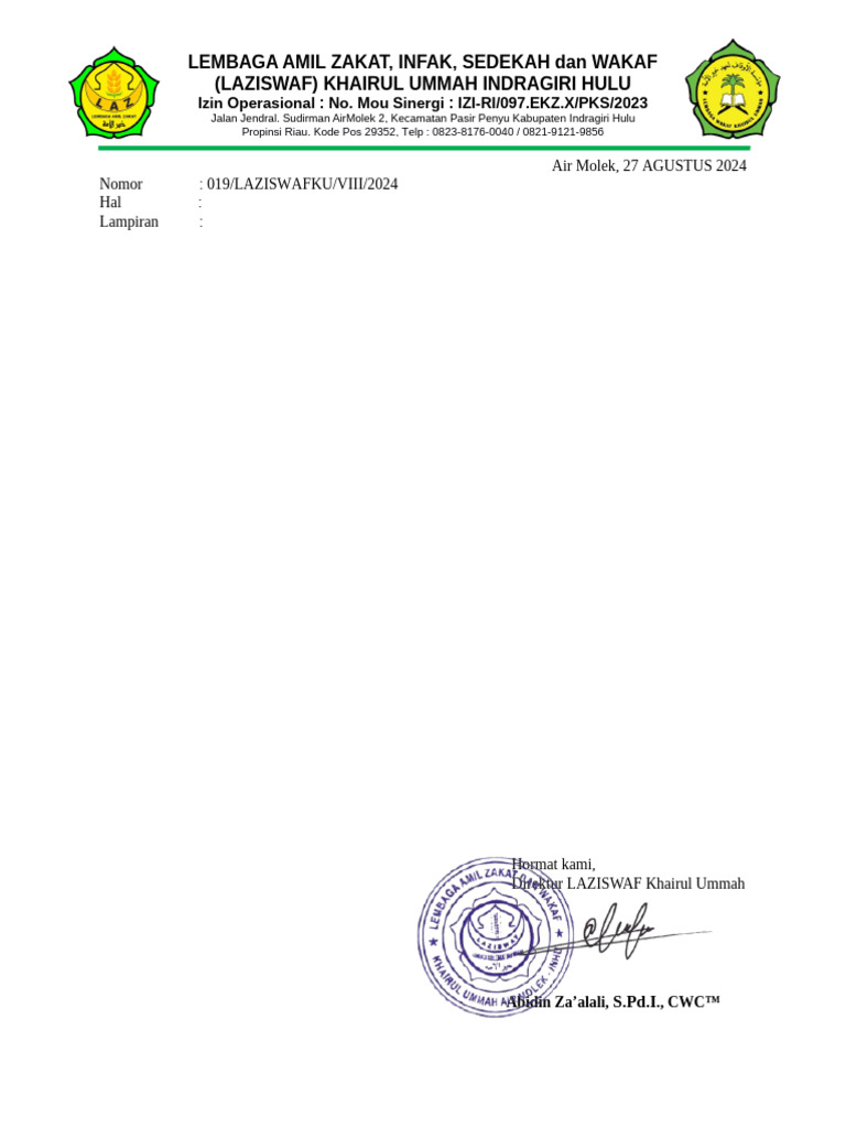 Cop Surat Dan Nomor Surat | PDF