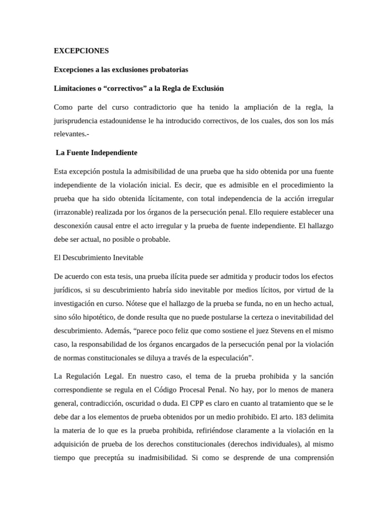 EXCEPCIONES | PDF | Ley procesal | Violación