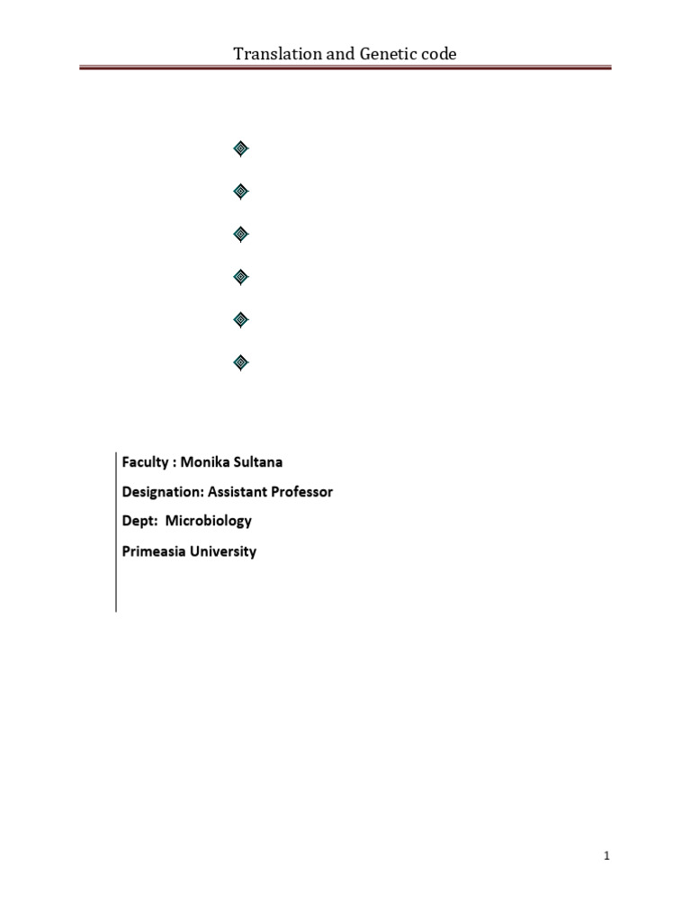 Translation & The Genetic Code | PDF | Translation (Biology) | Genetic Code