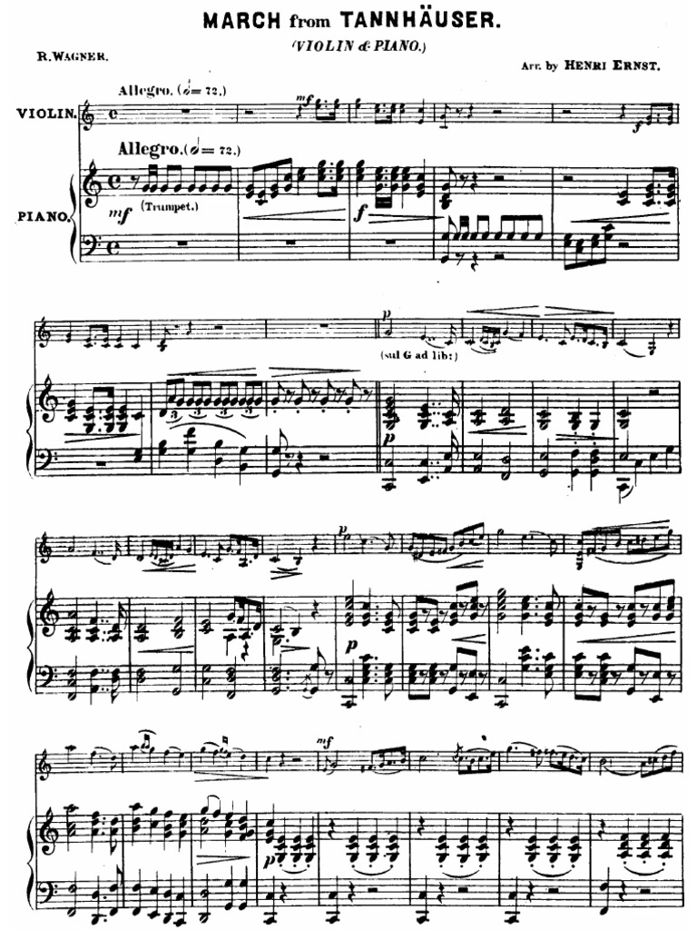 Wagner March From Tannhauser Score | PDF