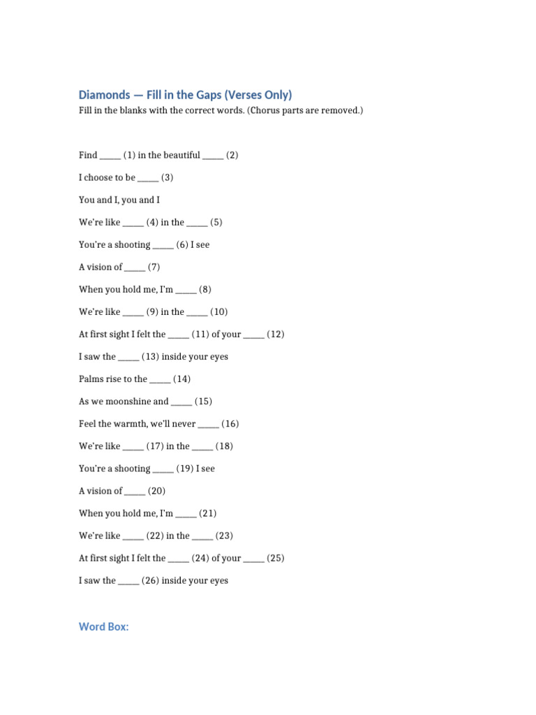 Diamonds Fill in The Gaps | PDF