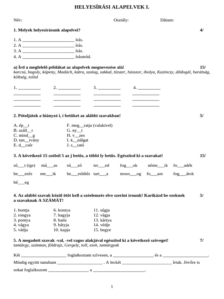 Helyesírási Alapelvek I | PDF