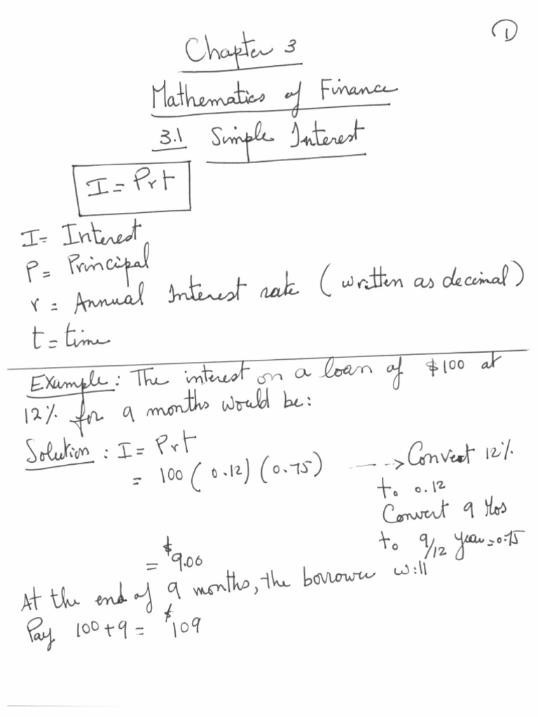 MAT 119 - 3.1 Simple Interest | PDF