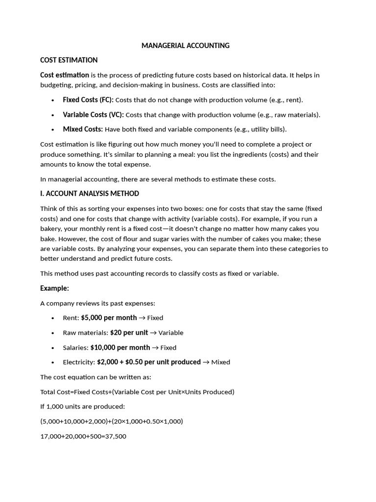 Managerial Accounting - Cost Estimation | PDF | Regression Analysis | Applied Mathematics