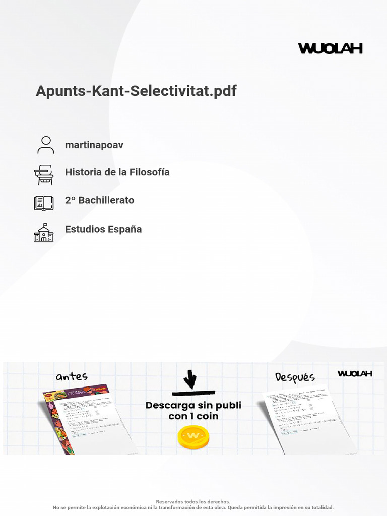 Wuolah Free Apunts Kant Selectivitat | PDF