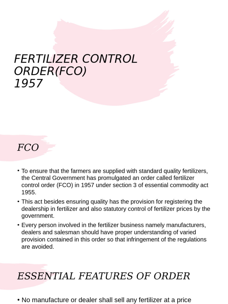 Fertilizer Control Order (Fco) 1957 | PDF | Fertilizer