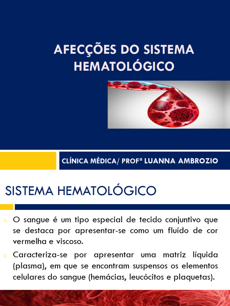 Aula 5 - Sistema Hematologico | PDF | Sangue | Anemia