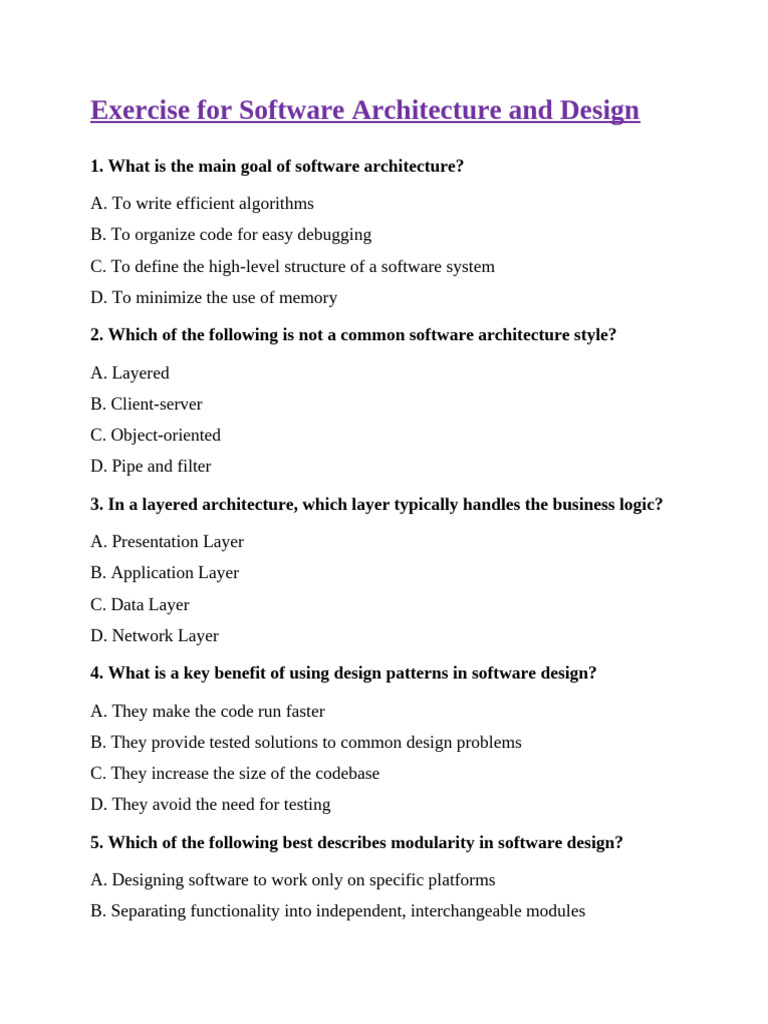 Software Architecture Exercise Guide | PDF | Class (Computer ...