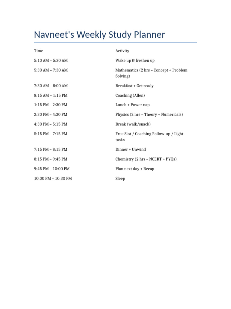 Navneet Study Planner Chemistry at Night | PDF