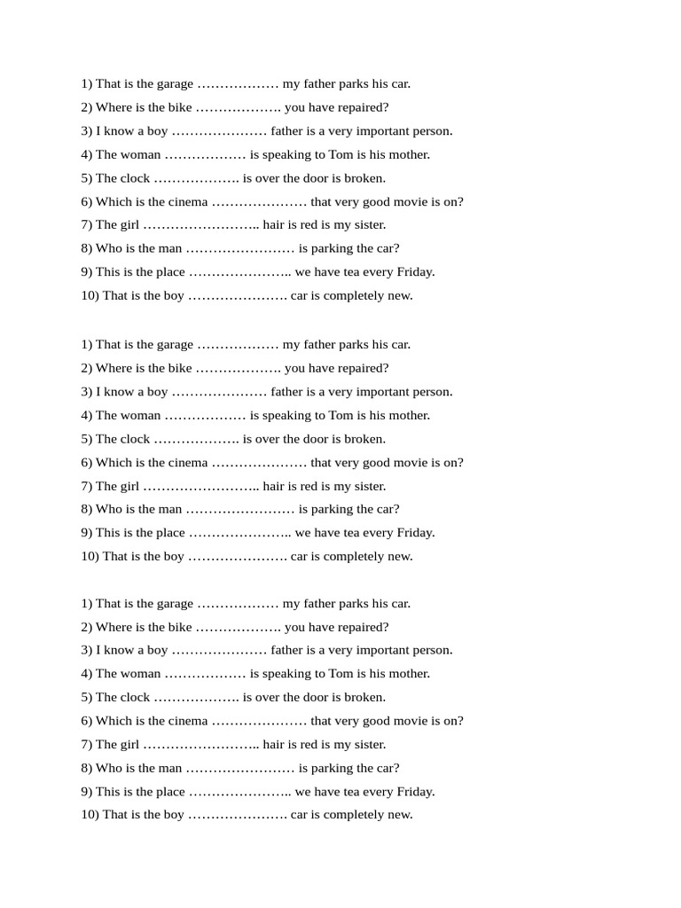 Relative Clauses - Who, Whose, Which, Where, That | PDF