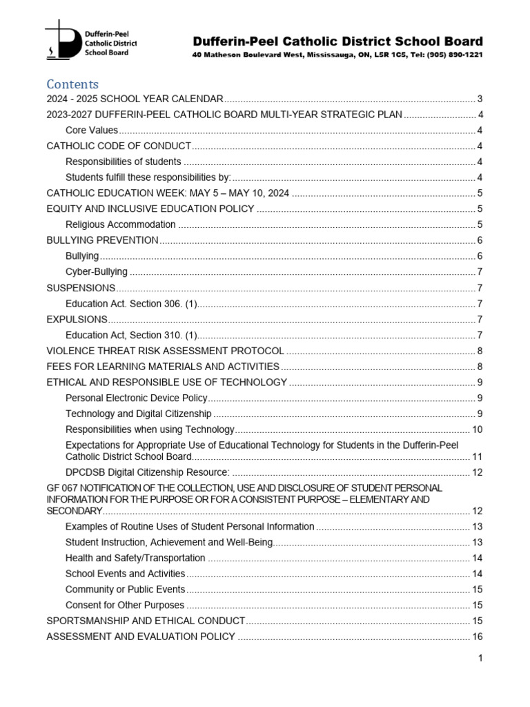 DPCDSB Secondary Student Handbook | PDF | Bullying | Cyberbullying