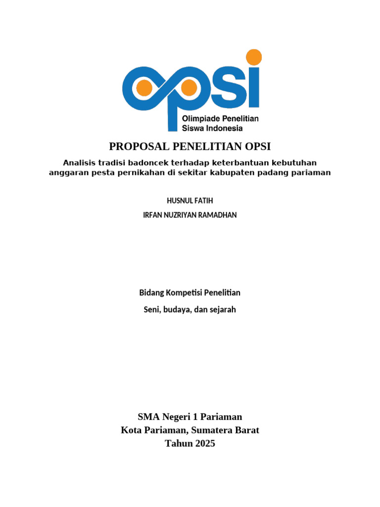 Proposal Penelitian Opsi | PDF